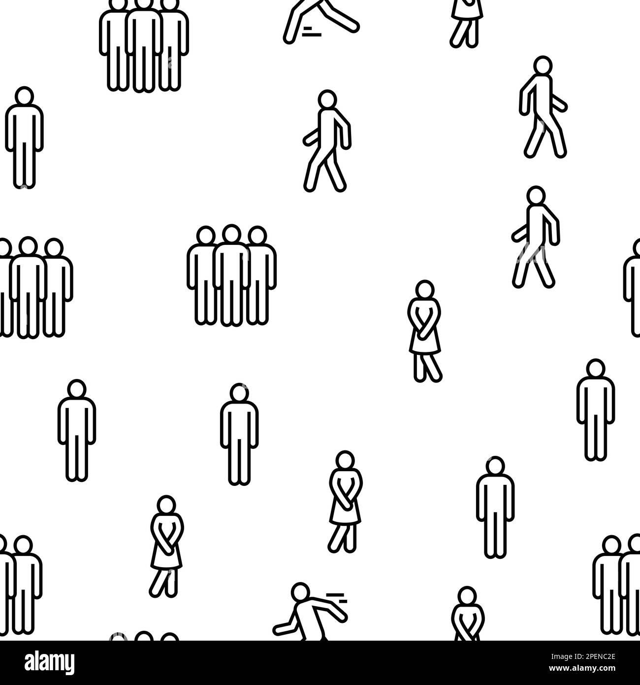 stickman man people silhouette vector seamless pattern Stock Vector ...