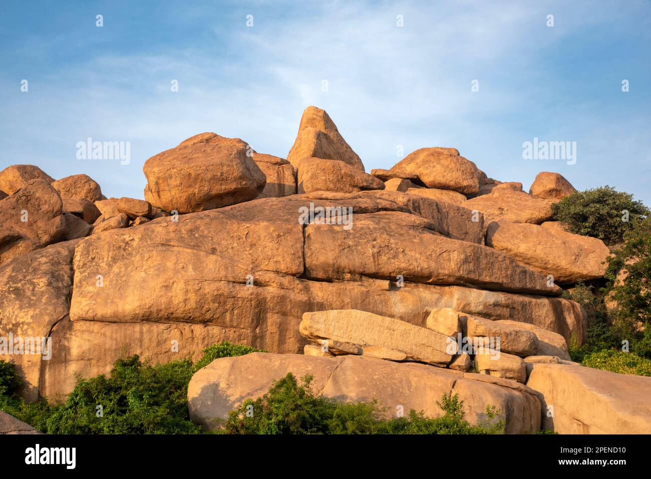Boulder strewn landscape of Hampi which is a UNESCO Heritage Site. Hampi was the capital of the ...