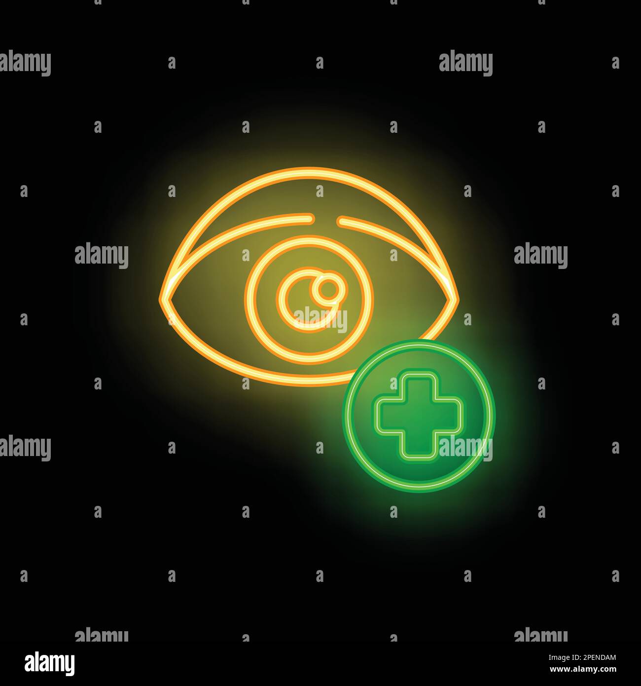 Eye care icon outline vector. Medical card. Doctor patient neon color ...