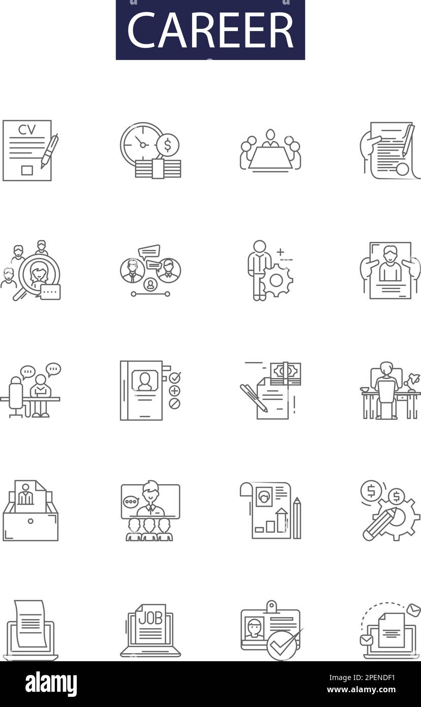 Career line vector icons and signs. Professions, Employment, Vocation ...