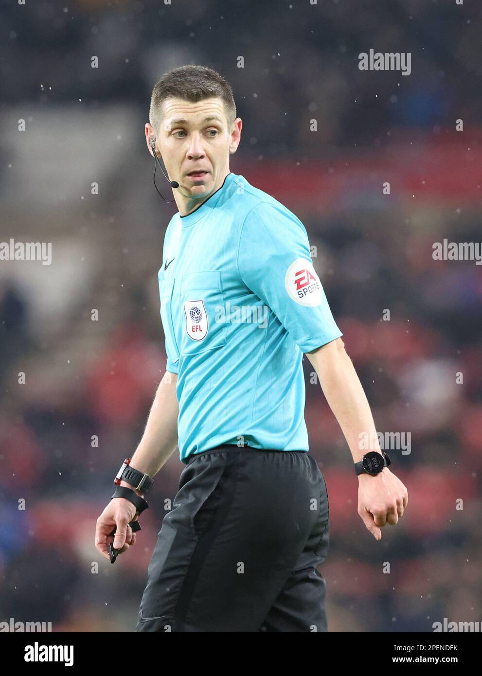 Sunderland, UK. 15th Mar, 2023. Referee Matthew Donohue during the Sky ...