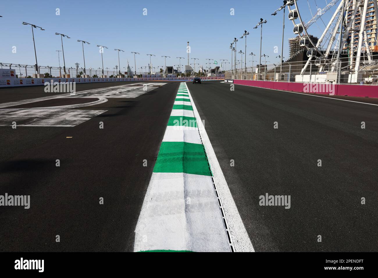 Jeddah, Saudi Arabia. 16th Mar, 2023. Track detail - Turn 8 exit curb ...