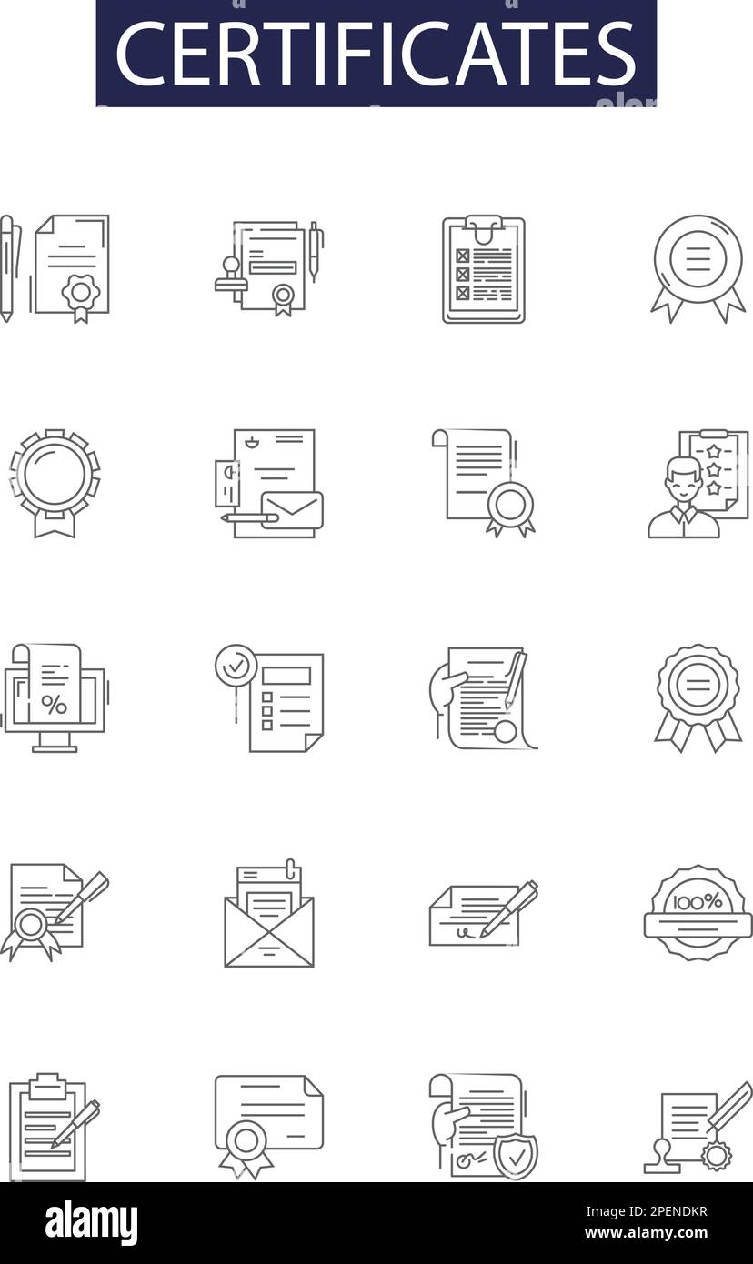 Certificates line vector icons and signs. Awards, Achievements ...