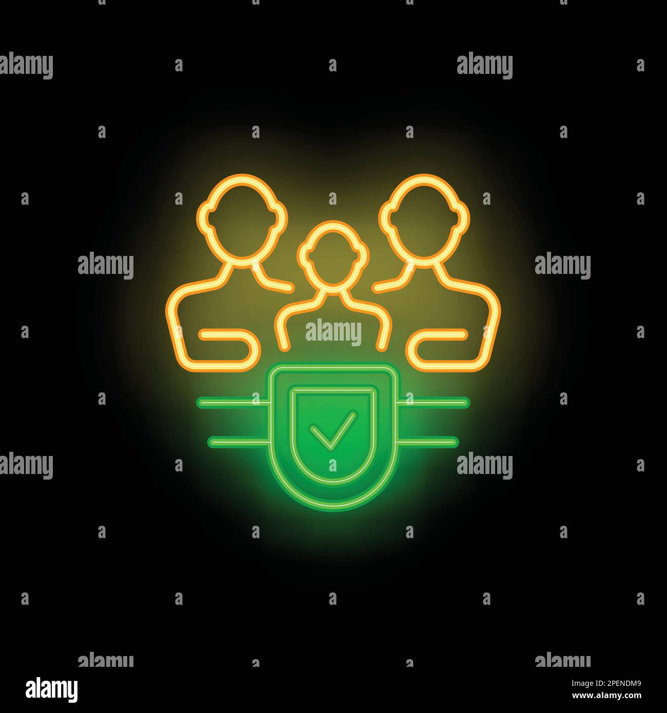 Secured family icon outline vector. Patient life. Medical card neon ...