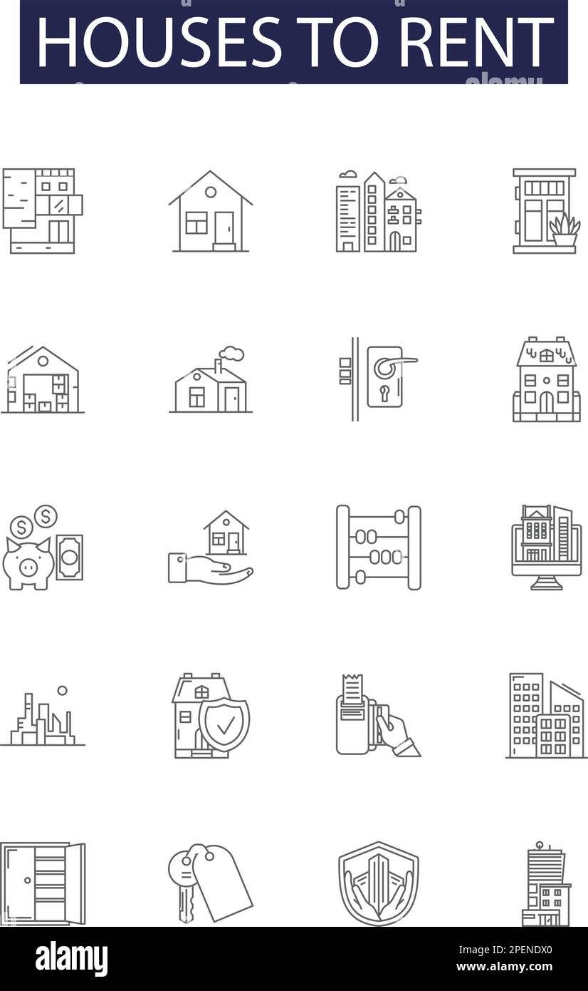 Houses to rent line vector icons and signs. Houses, Rent, Dwellings ...