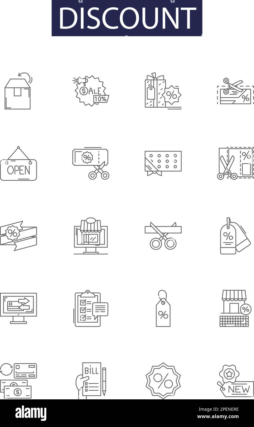 Discount line vector icons and signs. Rebate, Cut, Reduction, Markdown ...