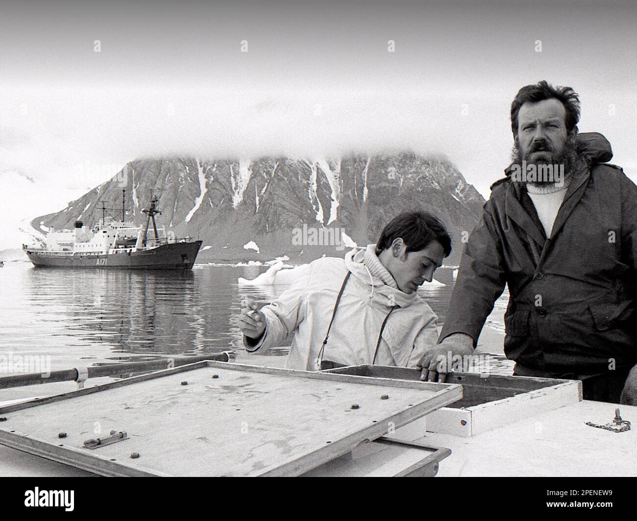 HMS Endurance with the James Caird seaboat during the 1972 Antarctic ...