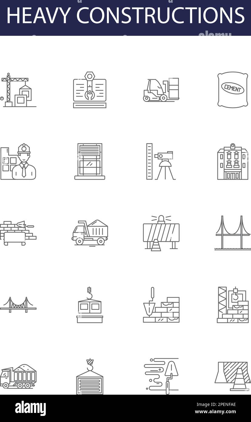 Heavy constructions line vector icons and signs. Heavy, Buildings ...