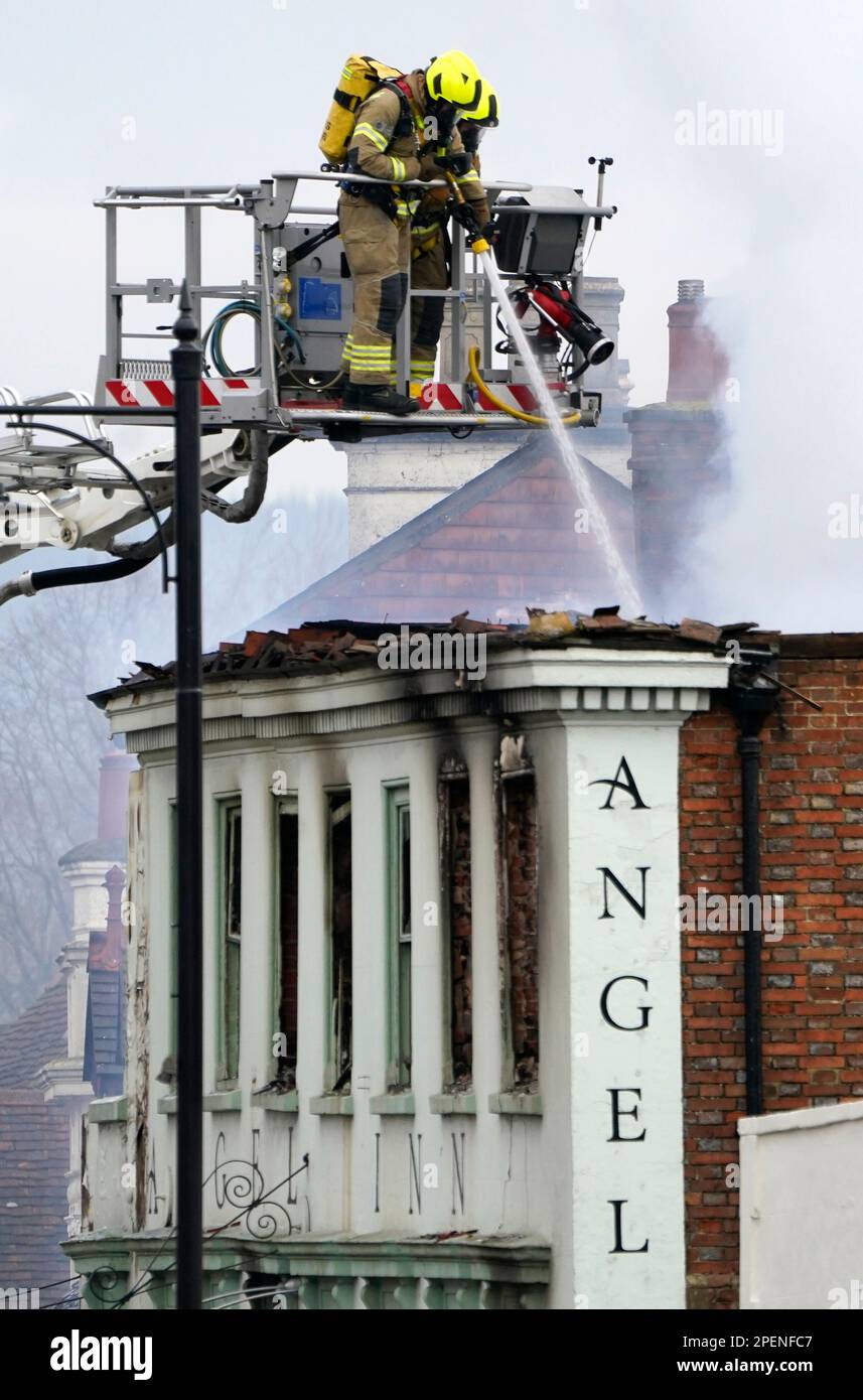 Firefighters dealing with a fire in Midhurst, West Sussex which ...