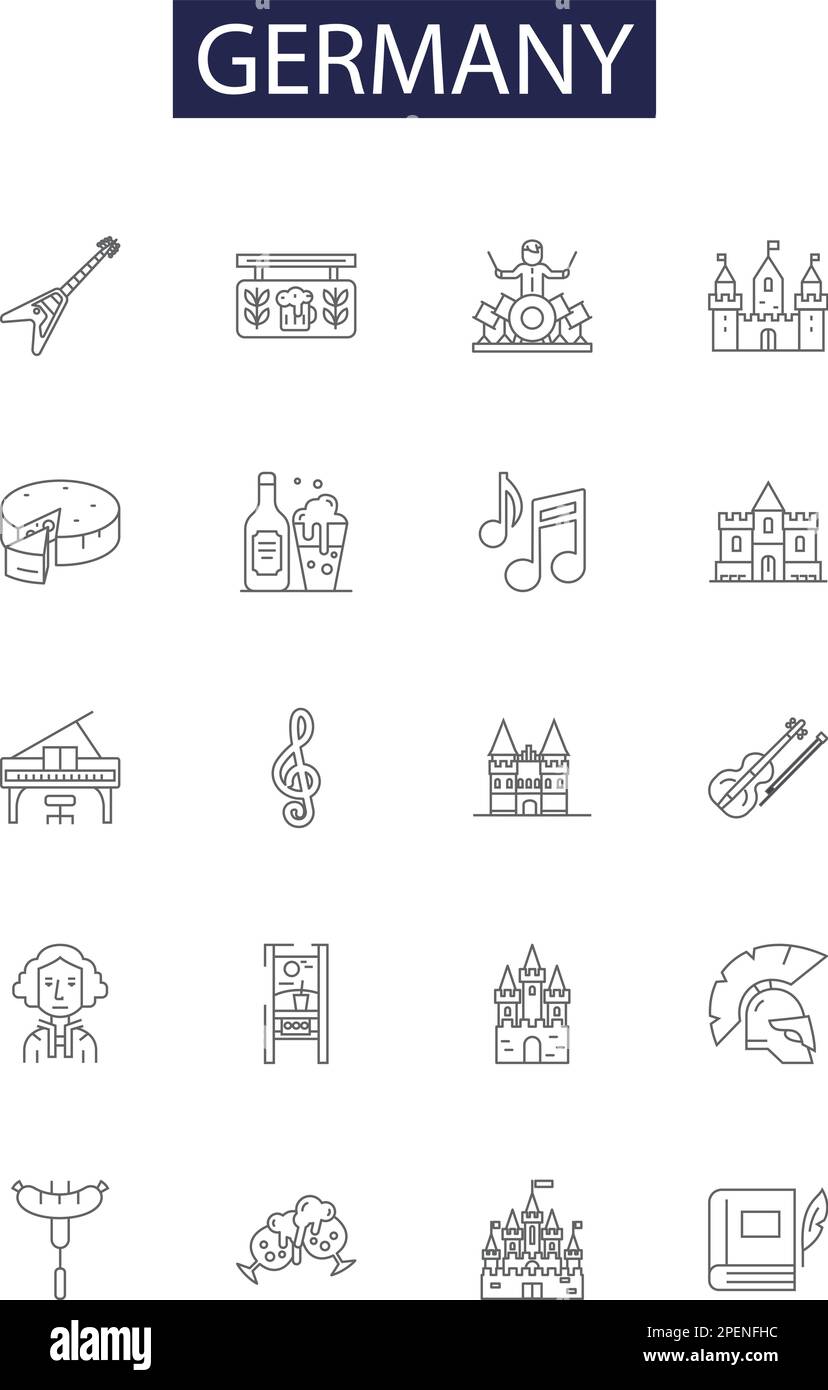 Germany line vector icons and signs. europe, german, travel, country ...
