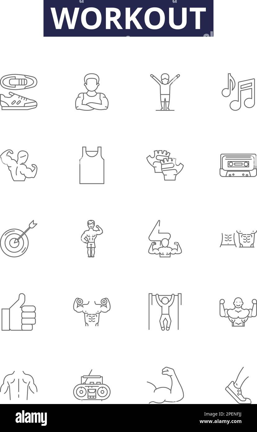 Workout line vector icons and signs. Fitness, Training, Aerobics, Push ...