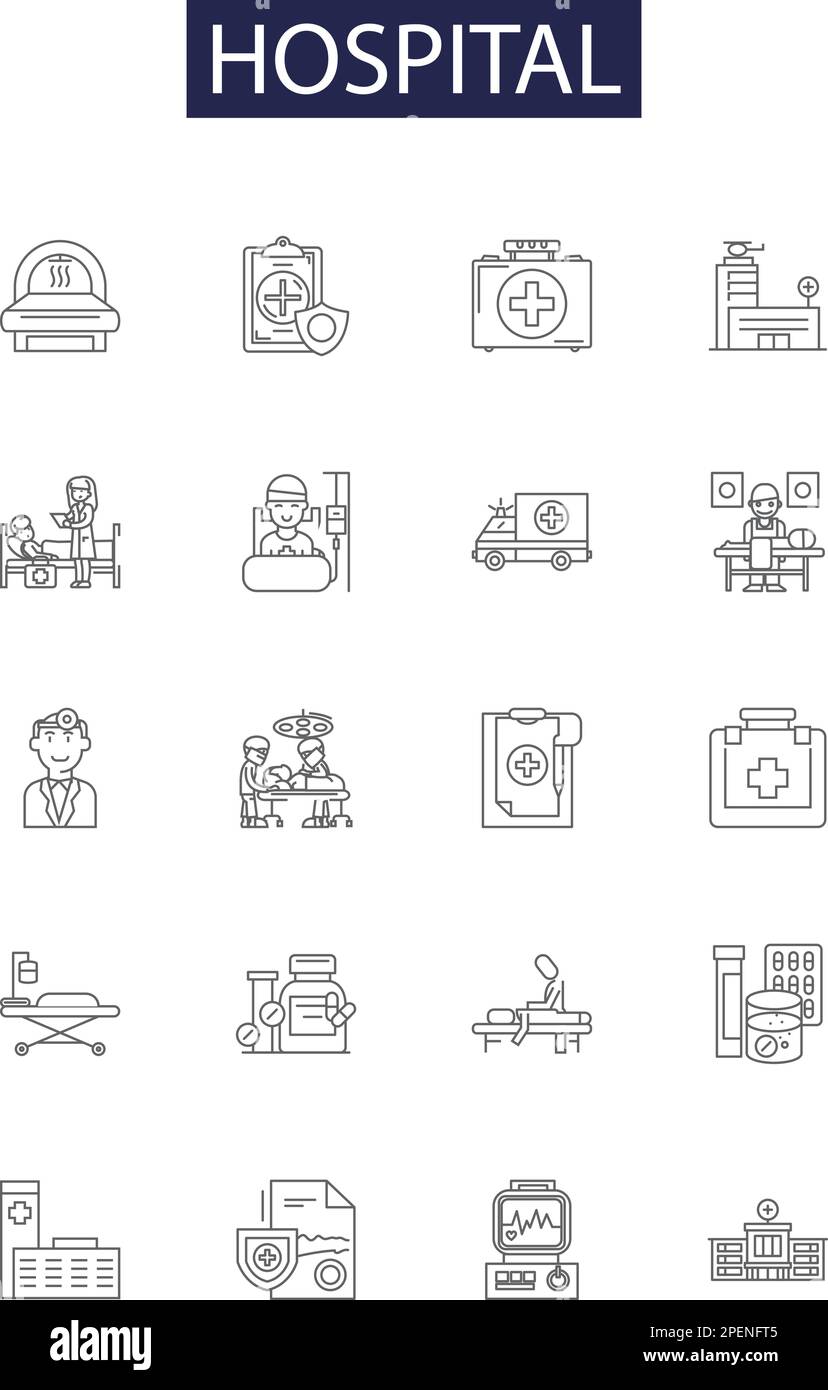 Hospital line vector icons and signs. Medicine, Treatment, Care, Doctor ...