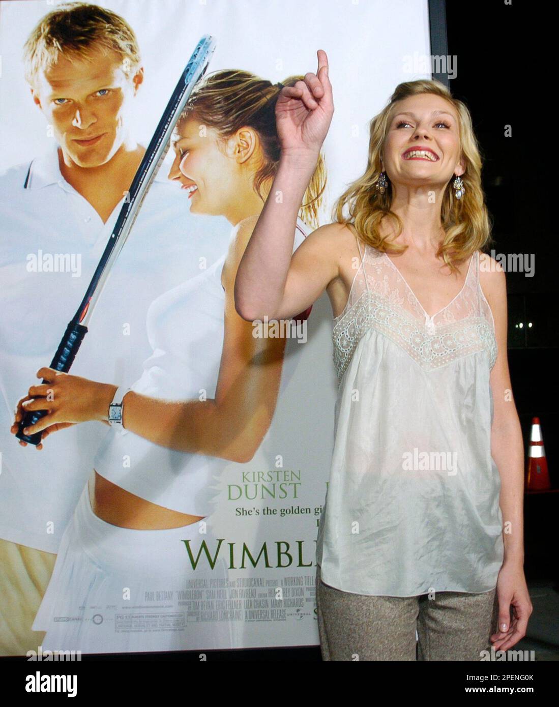 Actress Kirsten Dunst, star of the new film "Wimbledon," arrives at the ...