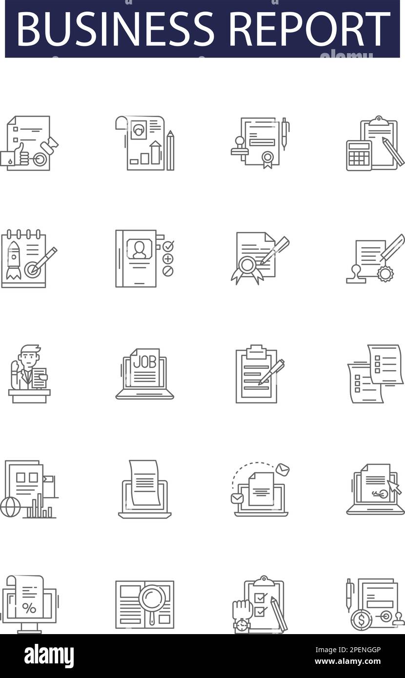 Business report line vector icons and signs. Report, Analytics ...