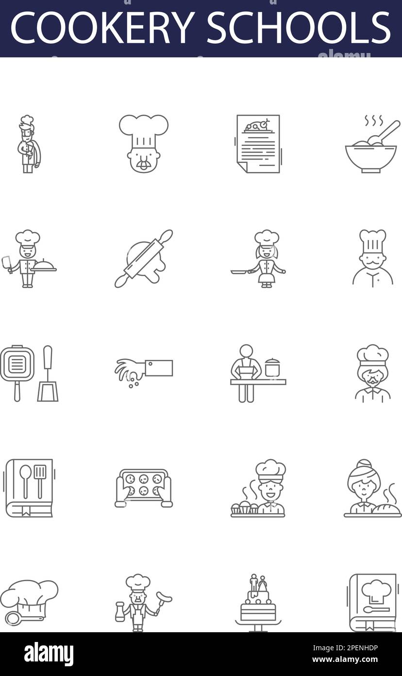 Cookery schools line vector icons and signs. Schools, Culinary ...