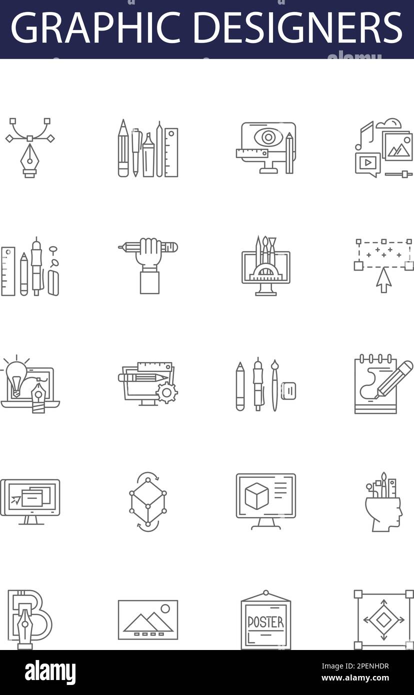 Graphic designers line vector icons and signs. Designers, Artist ...