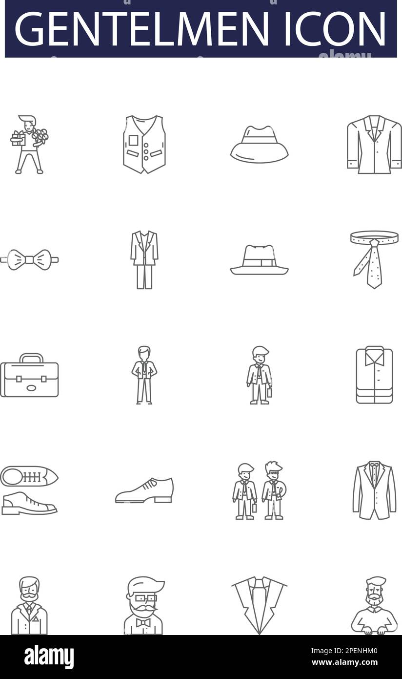 Gentelmen icon line vector icons and signs. Gentleman, Suit, Tie ...