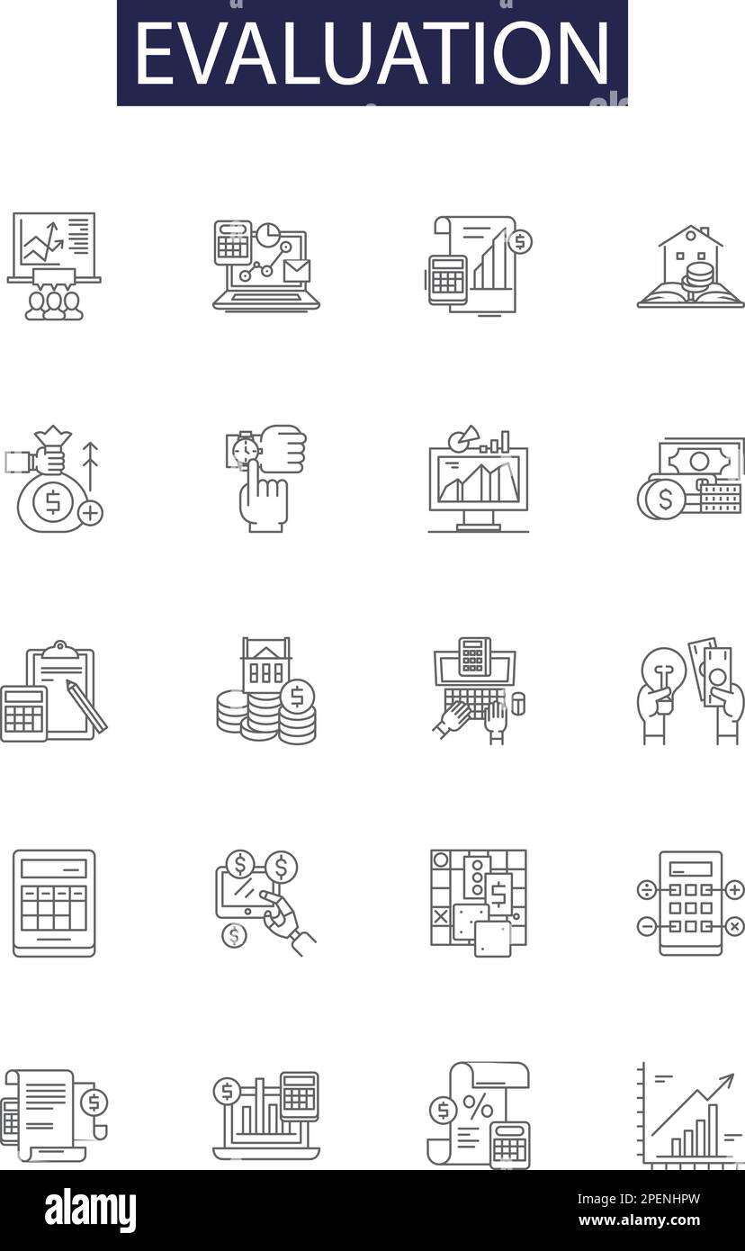 Evaluation line vector icons and signs. Rating, Analysis, Judging ...