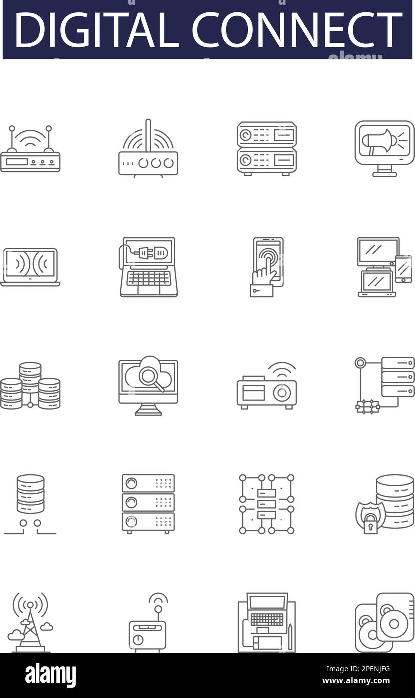 Digital connect line vector icons and signs. digital, network, concept ...
