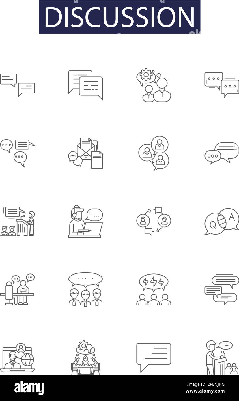 Discussion line vector icons and signs. Dialogue, Exchange, Talk ...