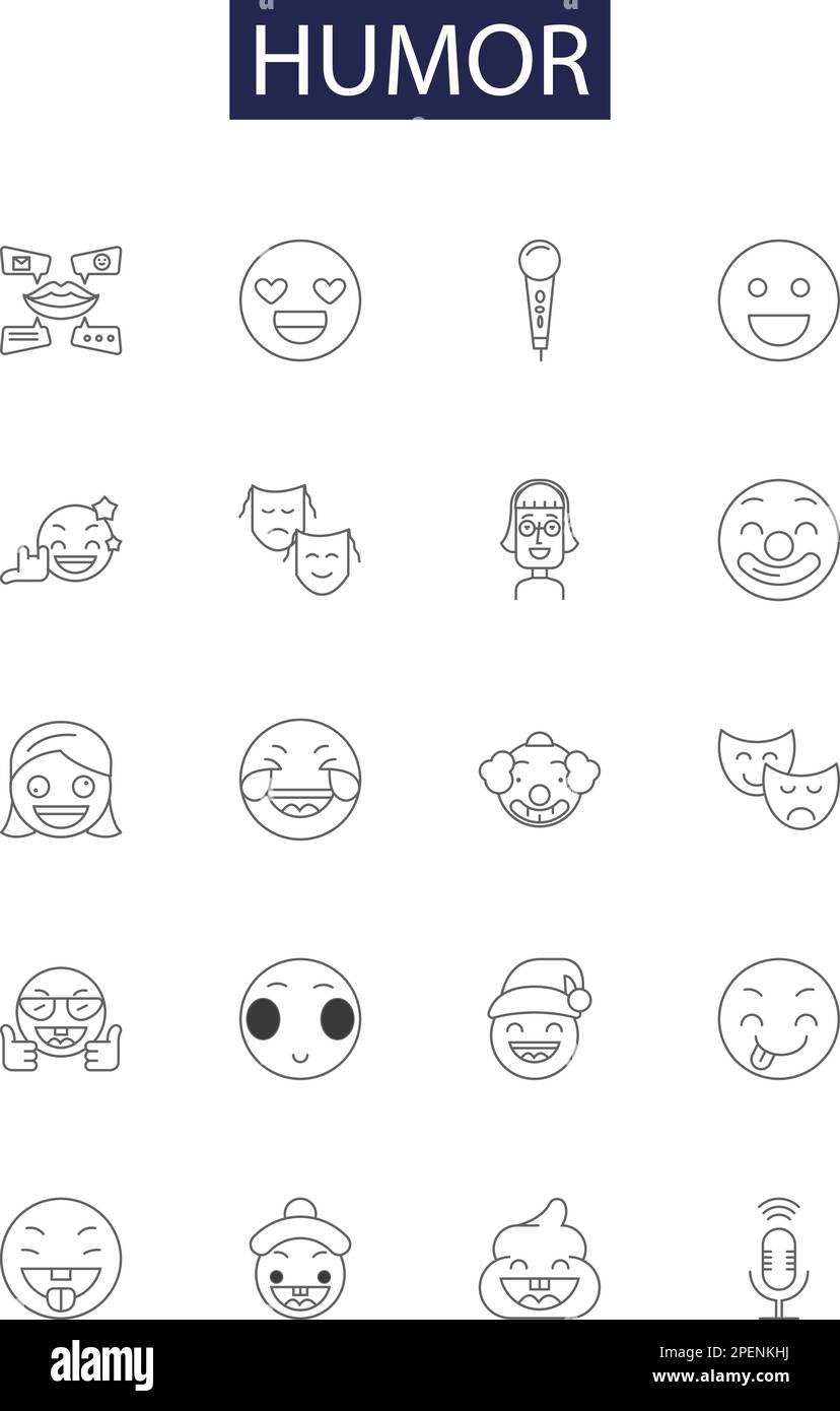 Humor line vector icons and signs. Gag, Jest, Witty, Mirth, Joke, Wit ...