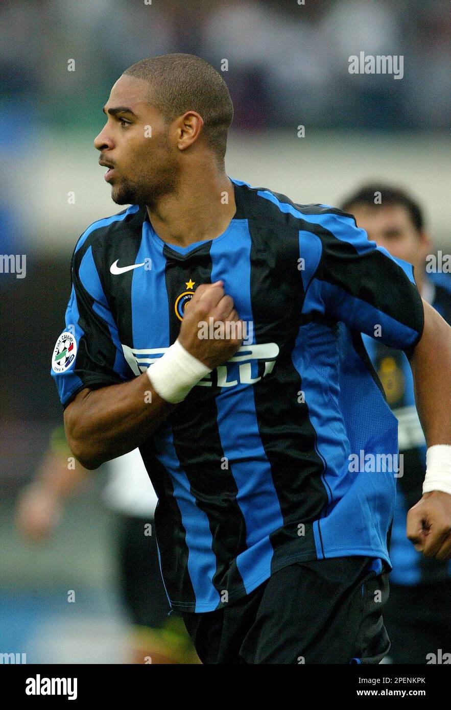 Inter Milan's Adriano, of Brazil, reacts after scoring during the ...