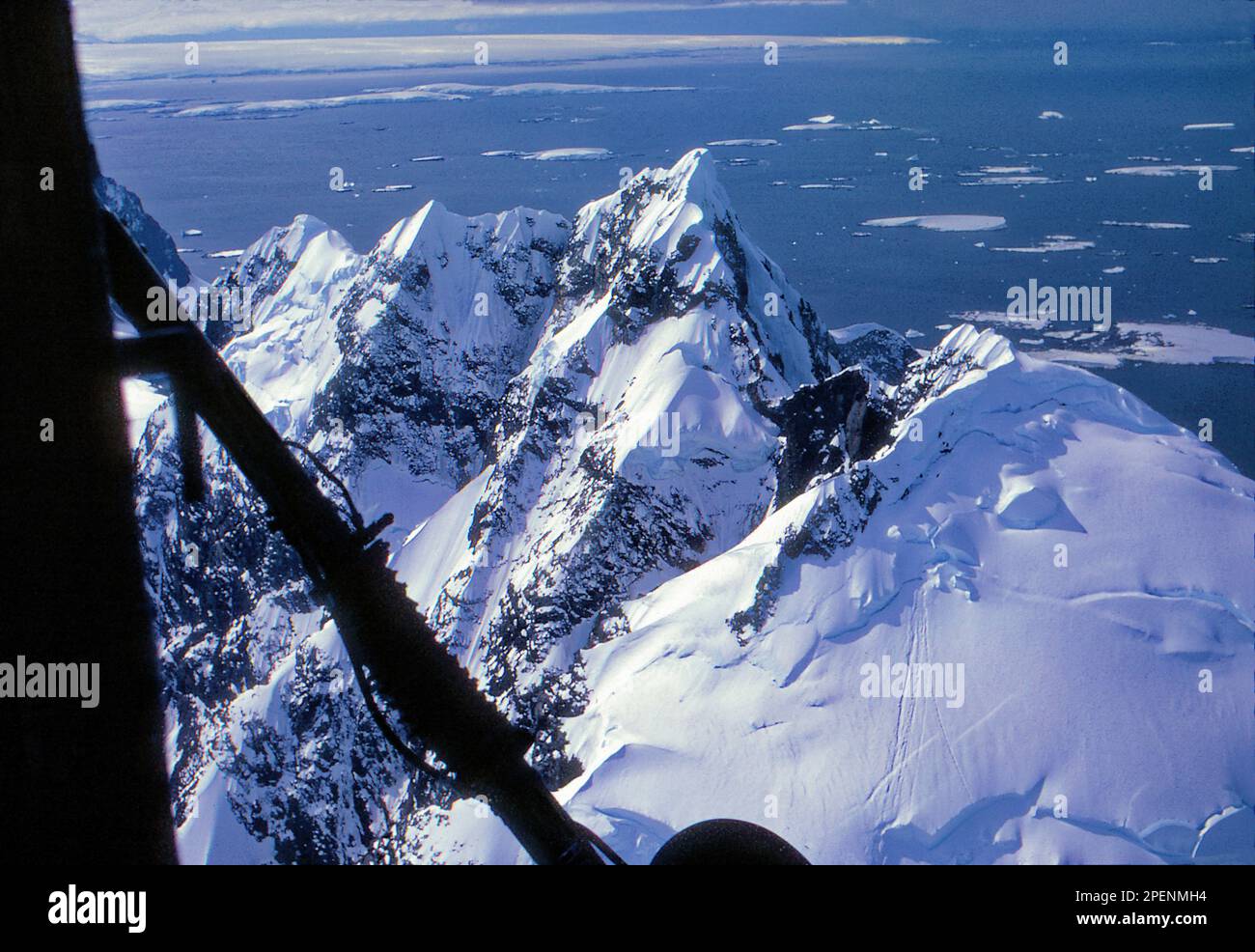 Flying over Antarctic mountains in a Whirlwind helicopter from HMS ...