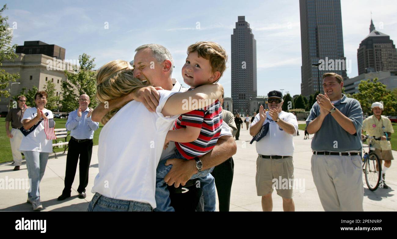 ** FILE ** Democratic U.S. Senate candidate Eric Fingerhut is welcomed ...