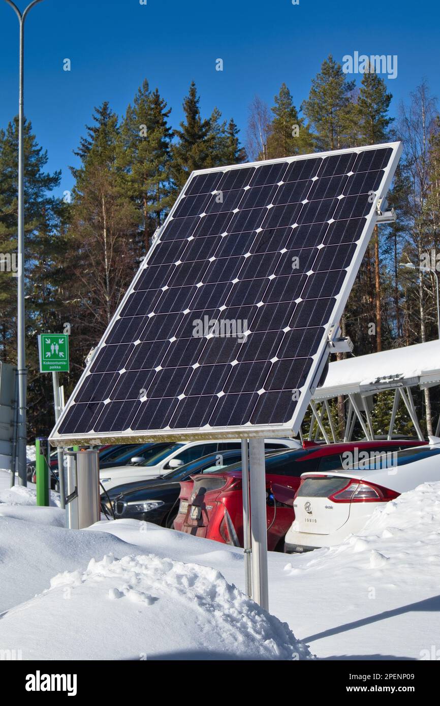 solar panel in parking lot, Skinnarila Lappeenranta Finland Stock Photo ...