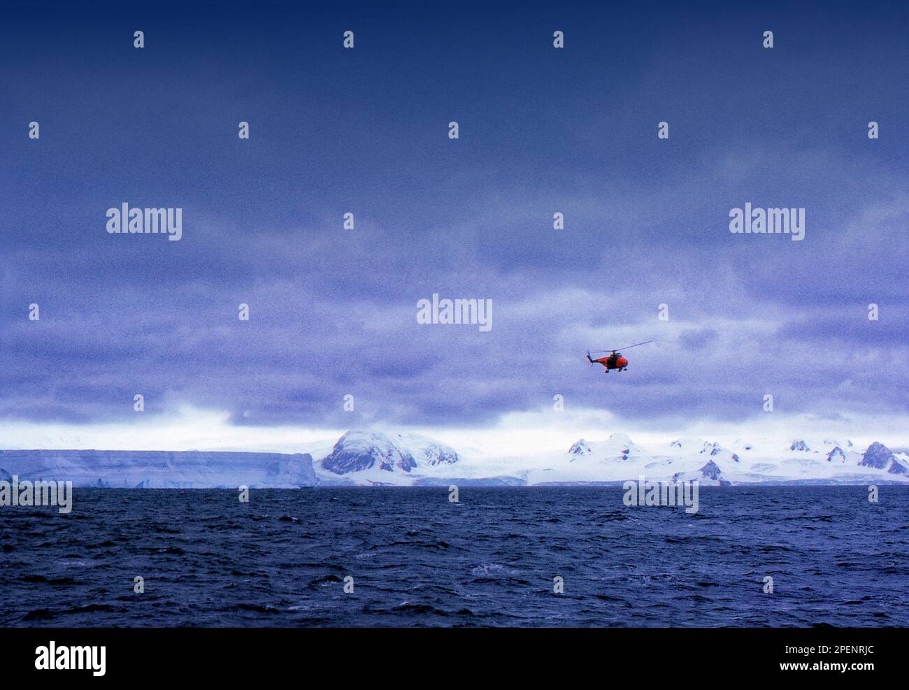 Whirlwind helicopter from HMS Endurance planting a tracker on a massive ...