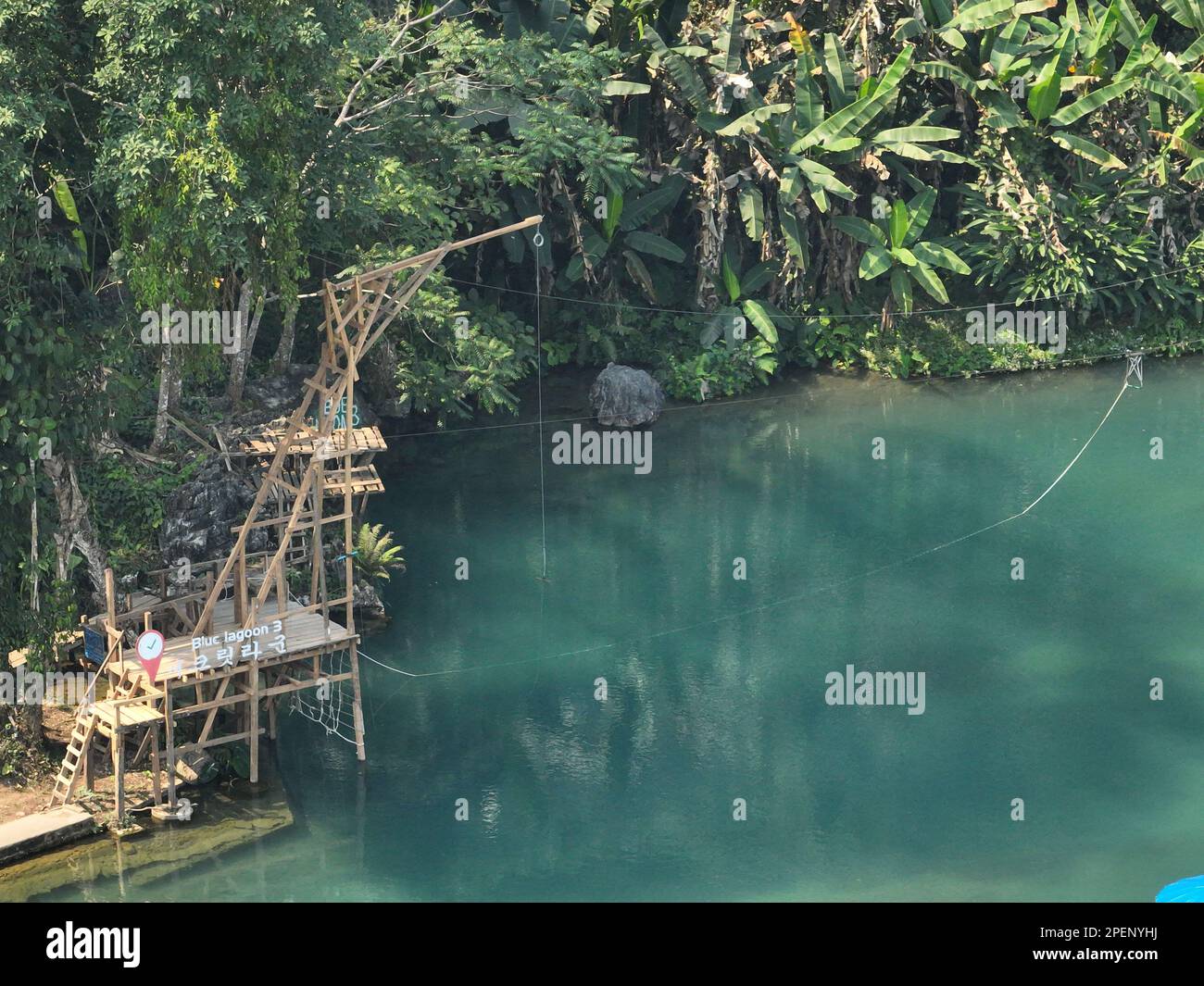 View of the Blue Lagoon in Vang Vieng, Laos Stock Photo - Alamy