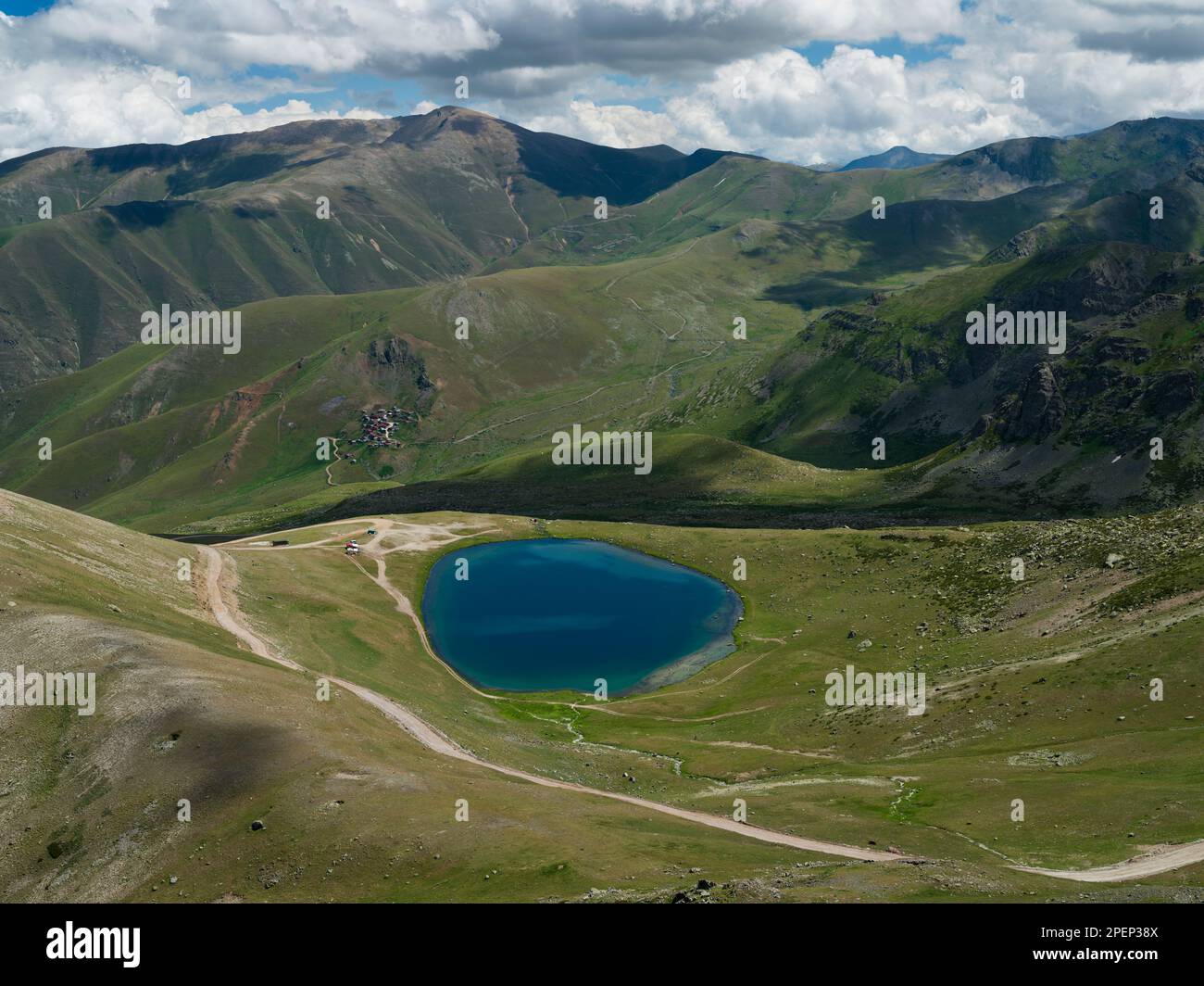 Crater mountain lake. Stallion lake (Turkish; Aygır Lake). Natural lake ...