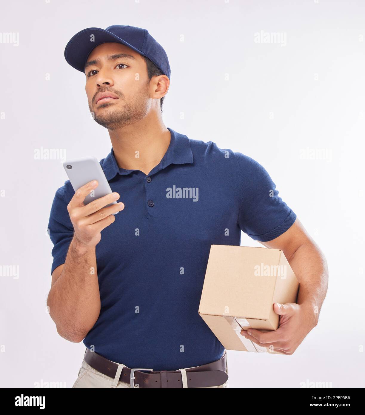 Delivery, ecommerce and courier with a phone using map to navigate with ...