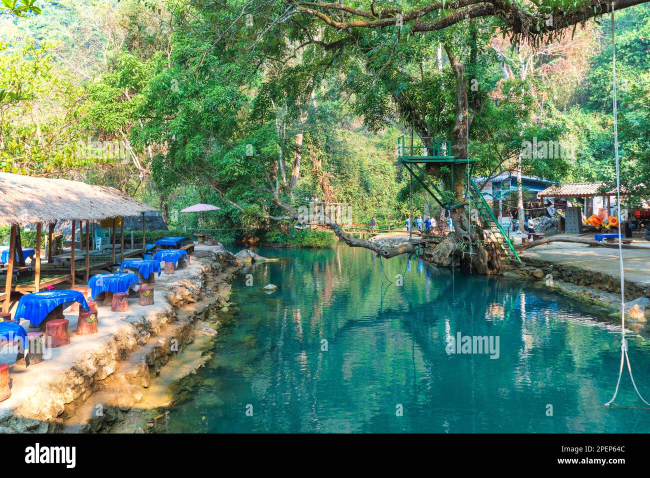 View of the Blue Lagoon in Vang Vieng, Laos Stock Photo - Alamy