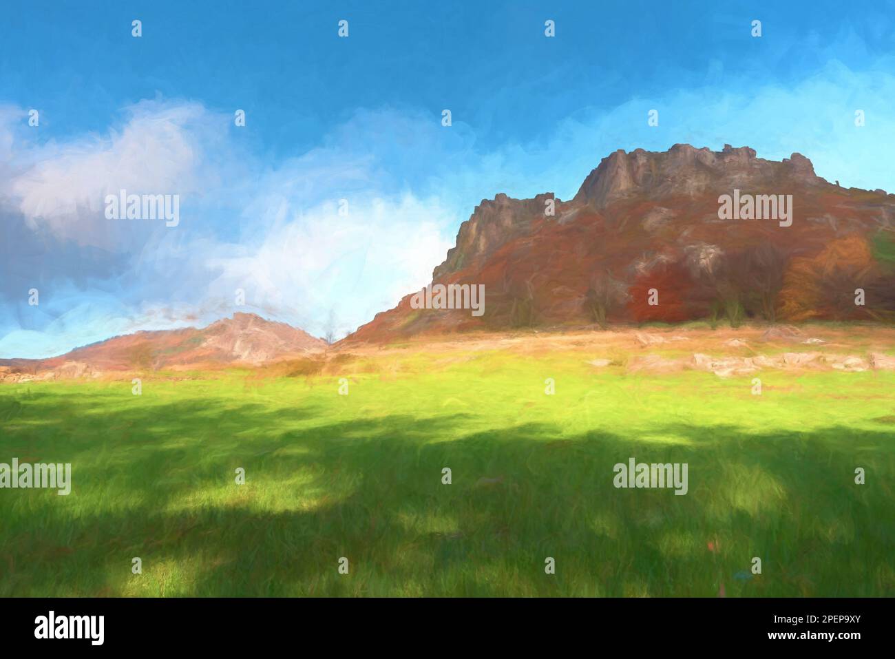 Digital watercolour of an autumnal Hen Cloud against a beautiful blue ...
