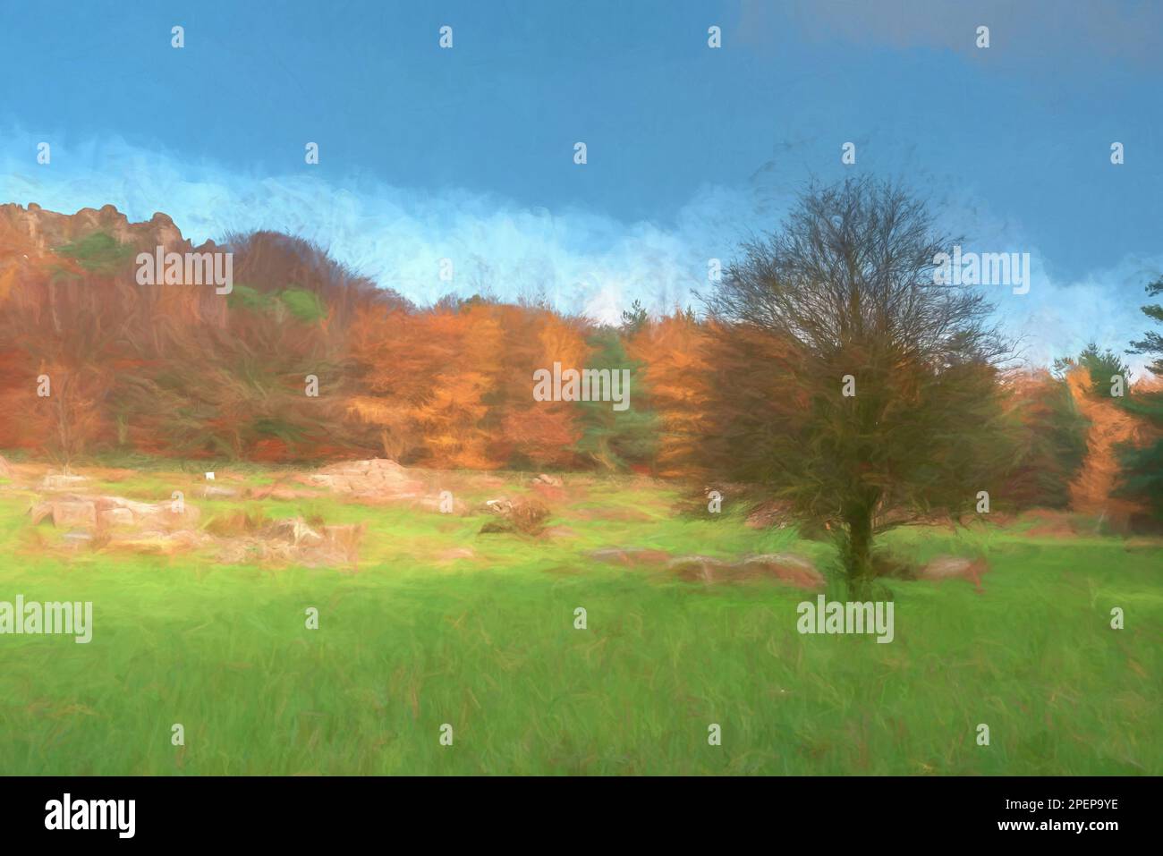Digital watercolour of an autumnal Hen Cloud against a beautiful blue ...