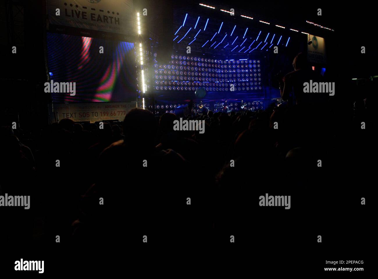 Crowded House perform at the Live Earth concert. Aussie Stadium. Sydney ...