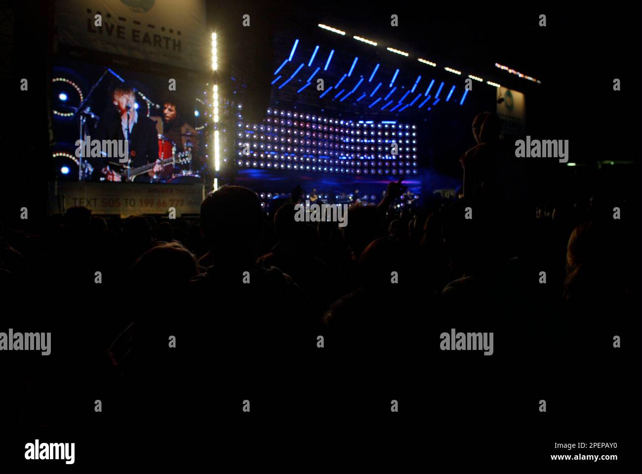 Crowded House perform at the Live Earth concert. Aussie Stadium. Sydney ...