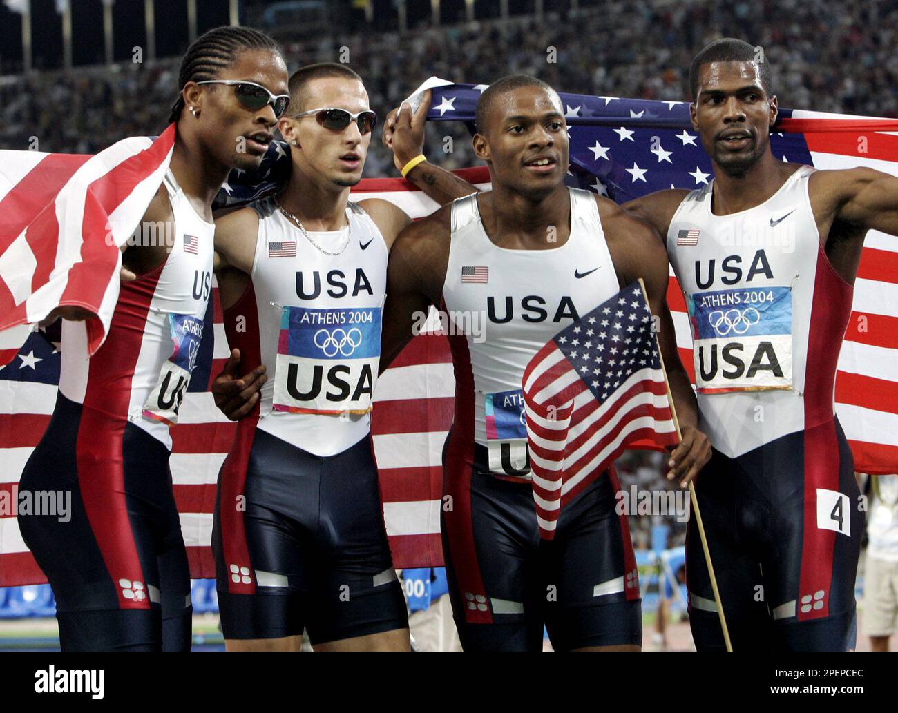 The United States' Darold Williamson, Jeremy Wariner , Otis Harris and ...