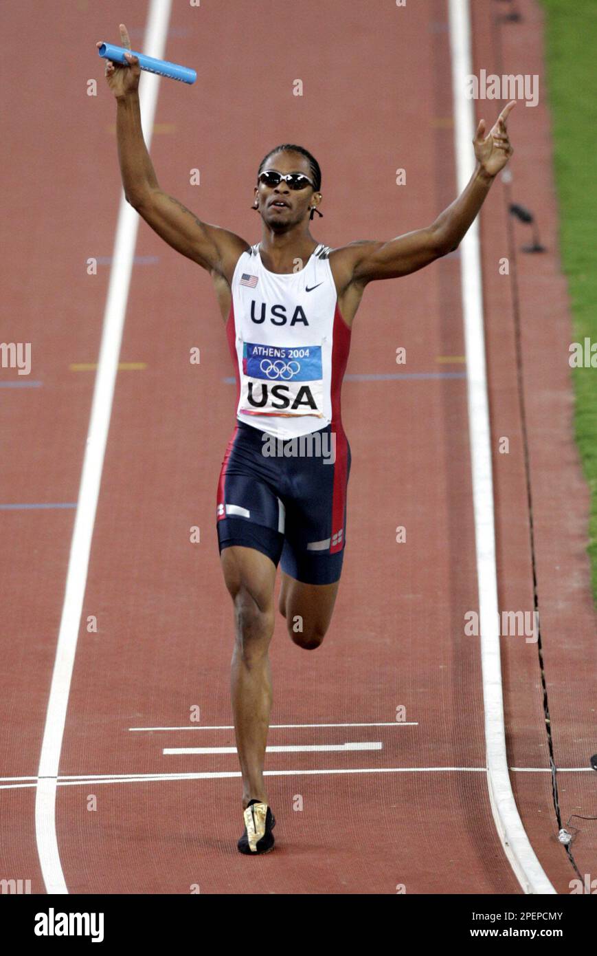 The United States' Darold Williamson celebrates after crossing the ...