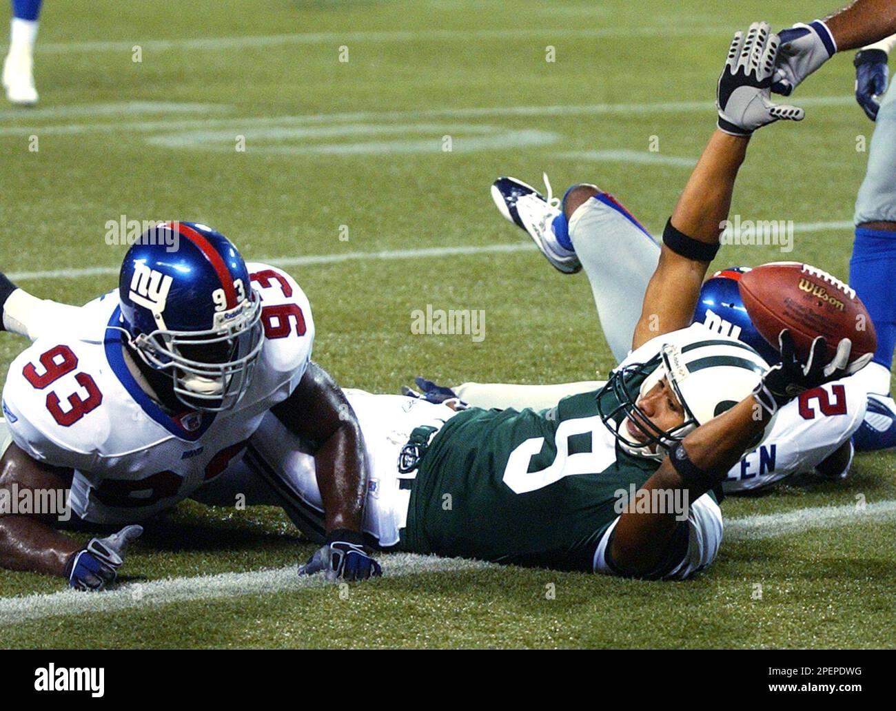 New York Jets wide receiver Matt Dominguez signals touchdown after ...