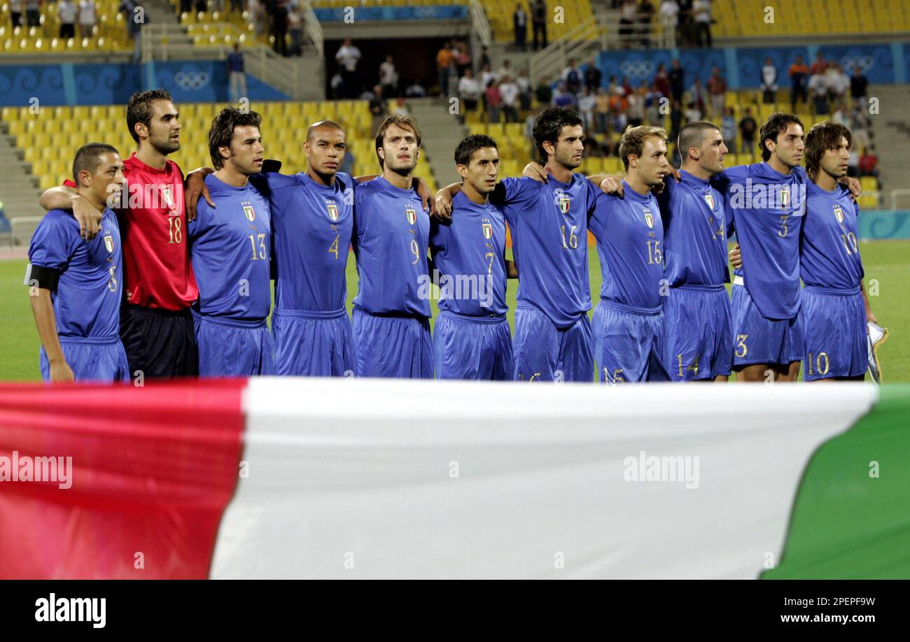 Italy's players from left to right: Angelo Palombo, goalkeeper Ivan ...