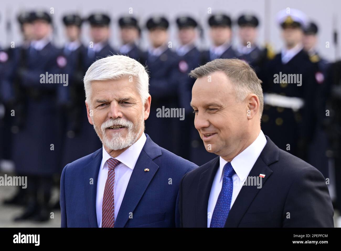 Warsaw, Poland. 16th Mar, 2023. Polish President Andrzej Duda (right ...