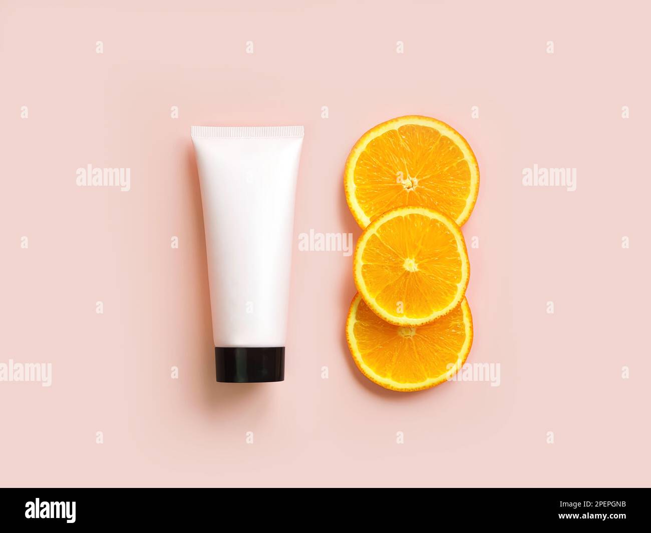 Bottle for branding and label. Mockup of pink squeeze bottle cream tube ...