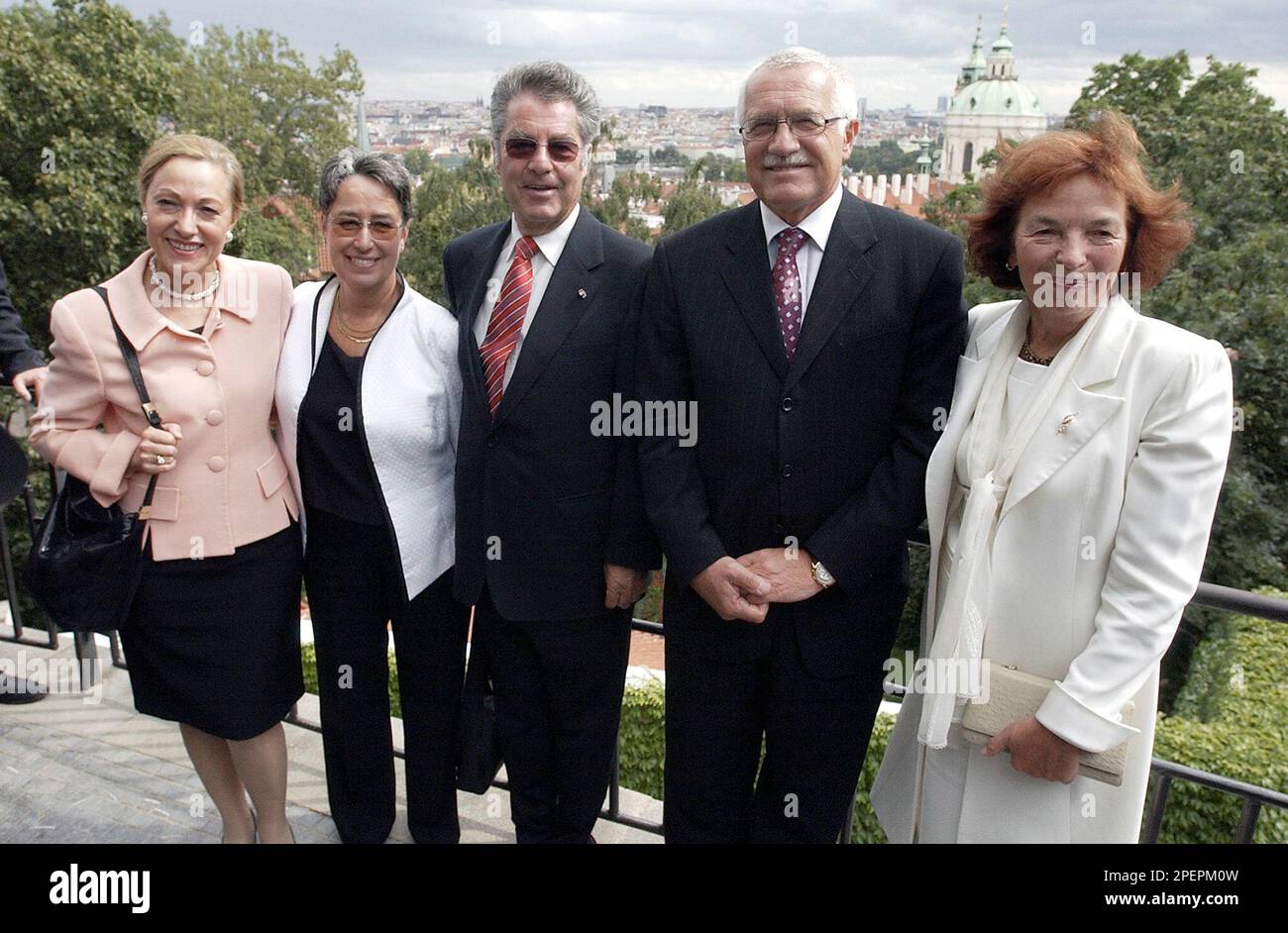 Austrian Foreign Minister Benita Ferrero-Waldner, left, joins Austrian ...