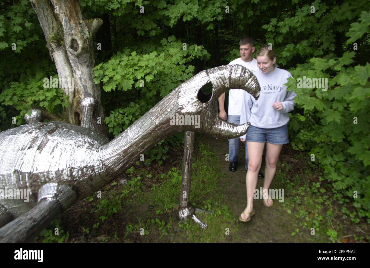 Crystal Daunce and her friend Mike Nicholas, both of Arcade, look at ...