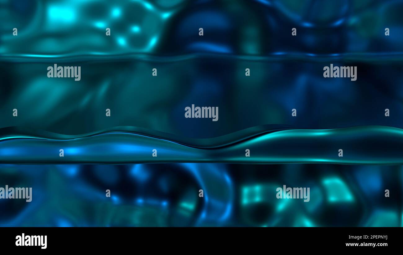 Melted metal shapes green - blue bg - abstract 3D illustration Stock ...
