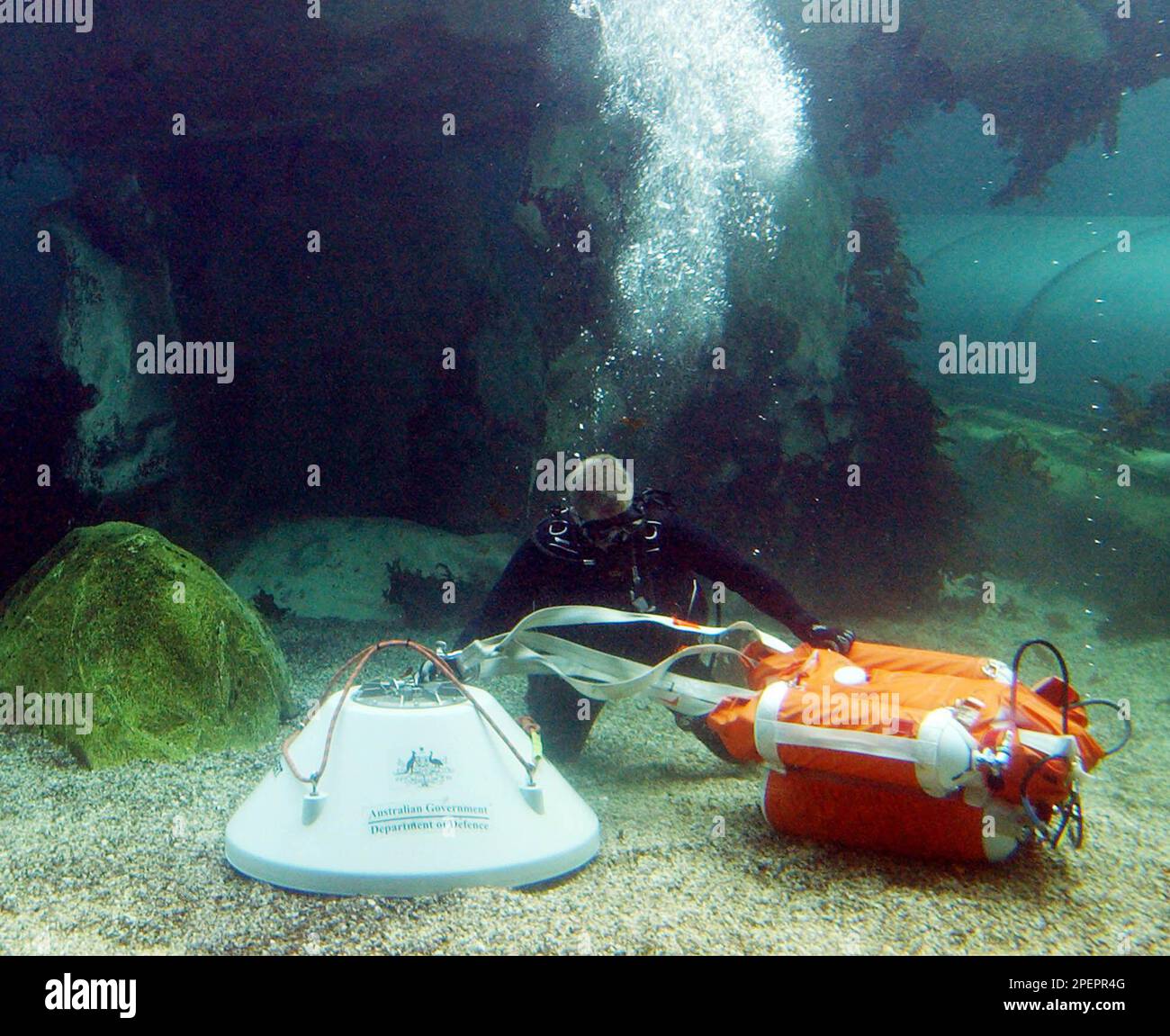Abel Seaman Clearance Diver Danny Gordan prepares the Comorant Lift Bag ...