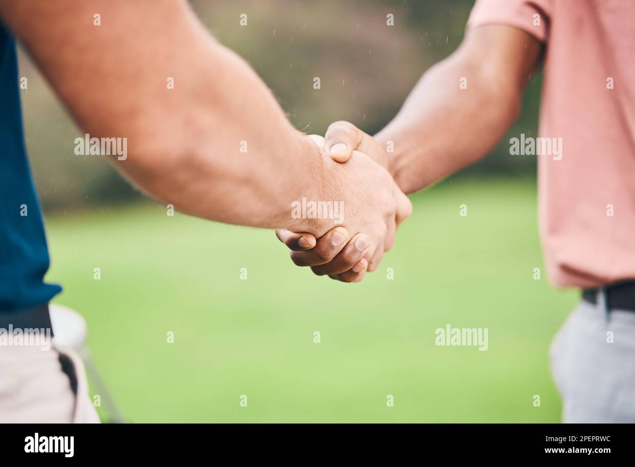 People, handshake and sport for partnership, trust or unity in ...