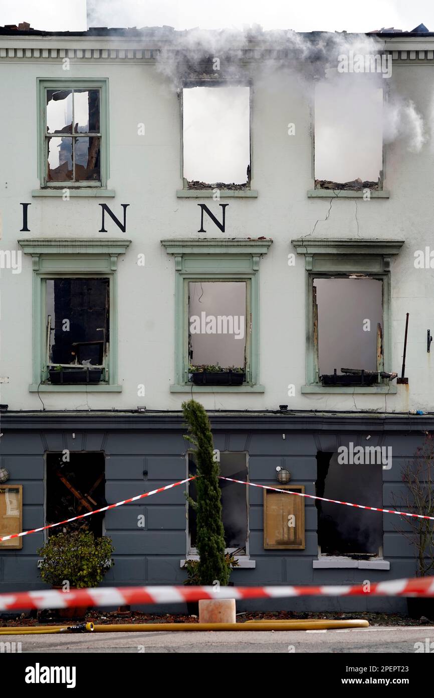 The scene after a fire in Midhurst, West Sussex which includes a 400 ...